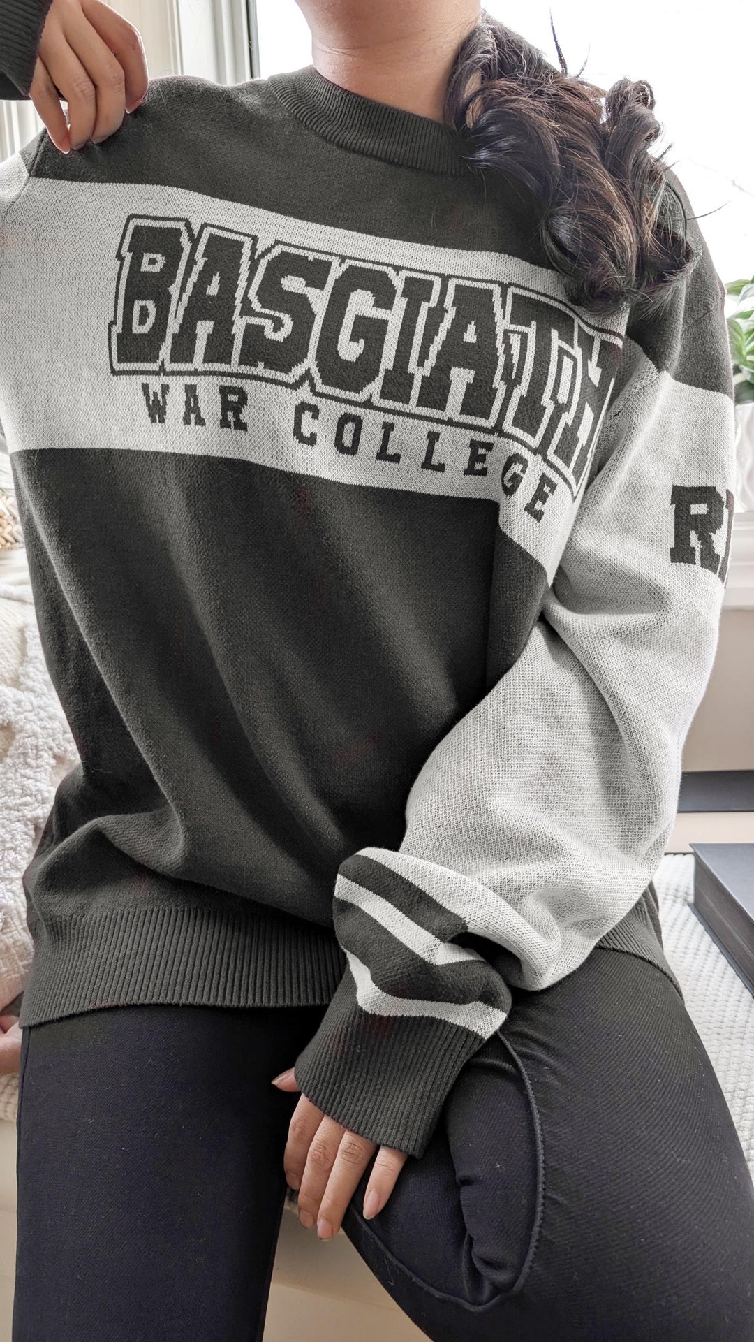 Licensed RIDER Basgiath Retro Varsity Knit Sweater (BLACK) | Fourth ...