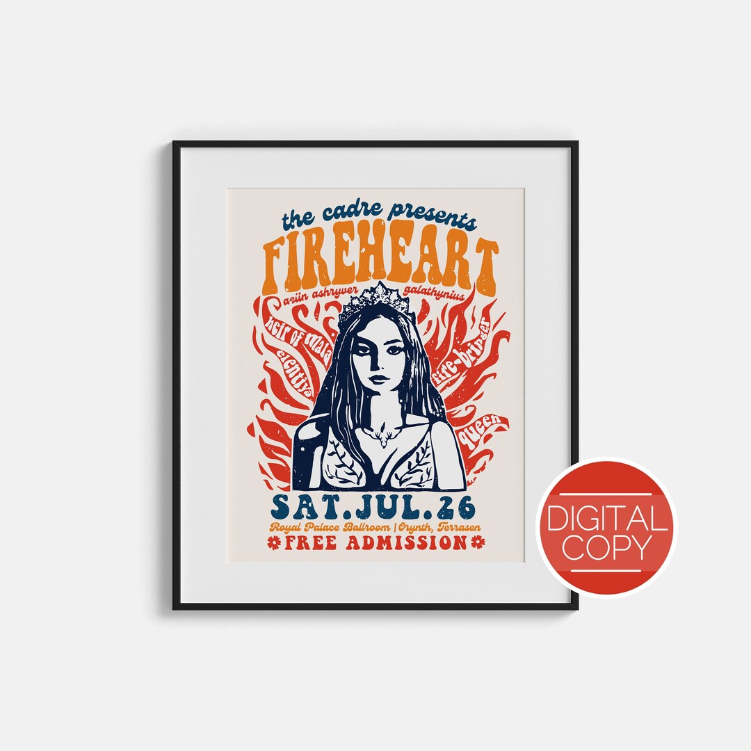 Fireheart Retro Band Poster Digital Print | OFFICIALLY LICENSED | Sarah ...