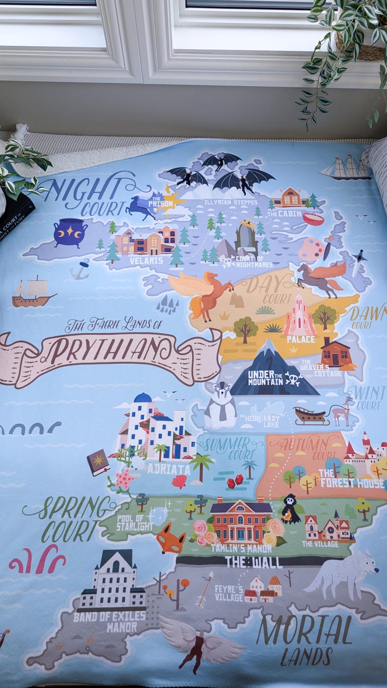 Travel Prythian Map Sherpa Fleece Blanket | OFFICIALLY LICENSED | Sarah ...
