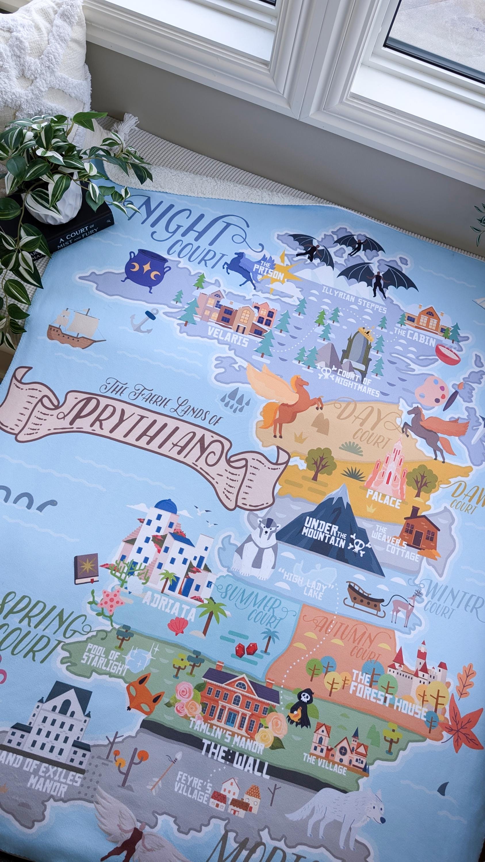 Travel Prythian Map Sherpa Fleece Blanket | OFFICIALLY LICENSED | Sarah ...