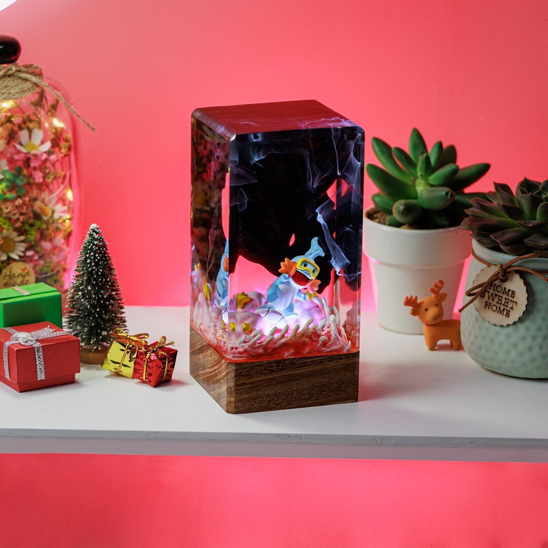 Mudkip Pokemon Resin Diorama Lamp, Water Ground Type Pokemon Art Night ...