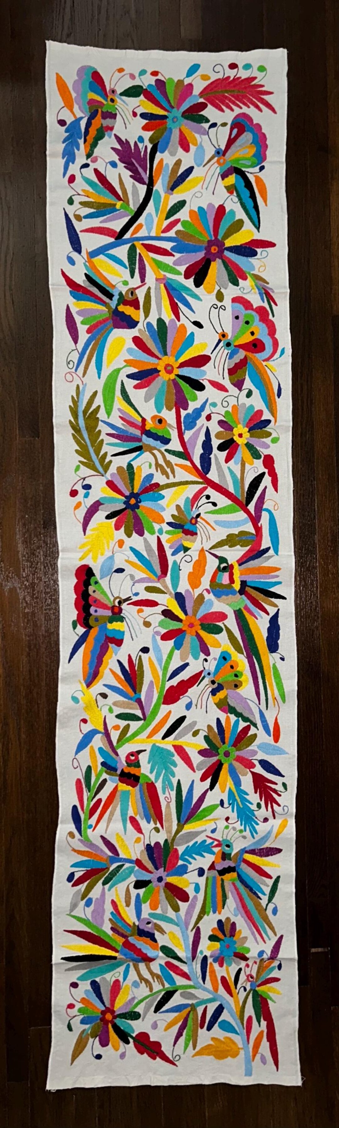 Hand Embroidered Otomi Table Runner: Mexican Folk Art Decor. Multicolor ...