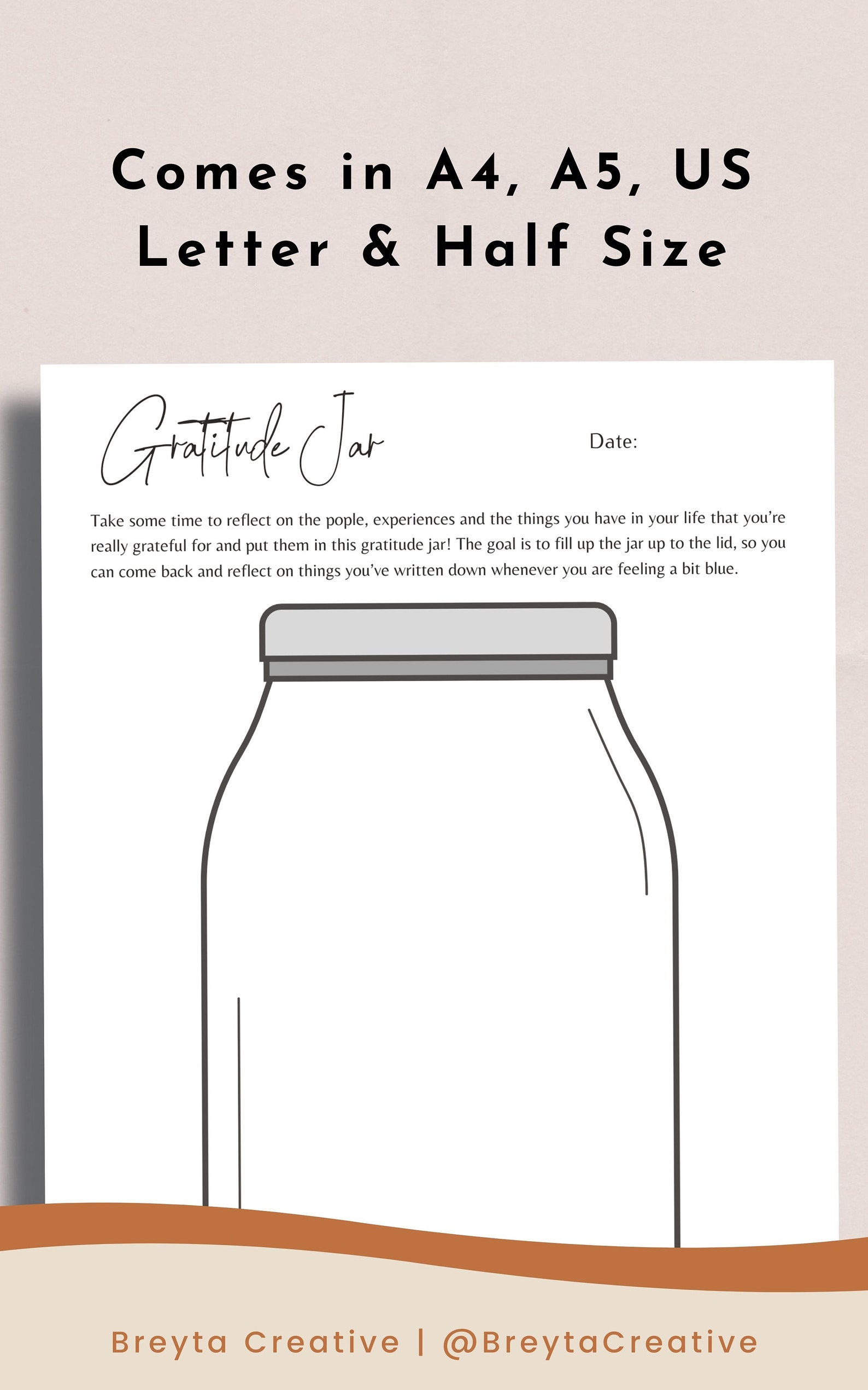 Printable Gratitude Jar Worksheet Gratitude Journal Page - Etsy Australia