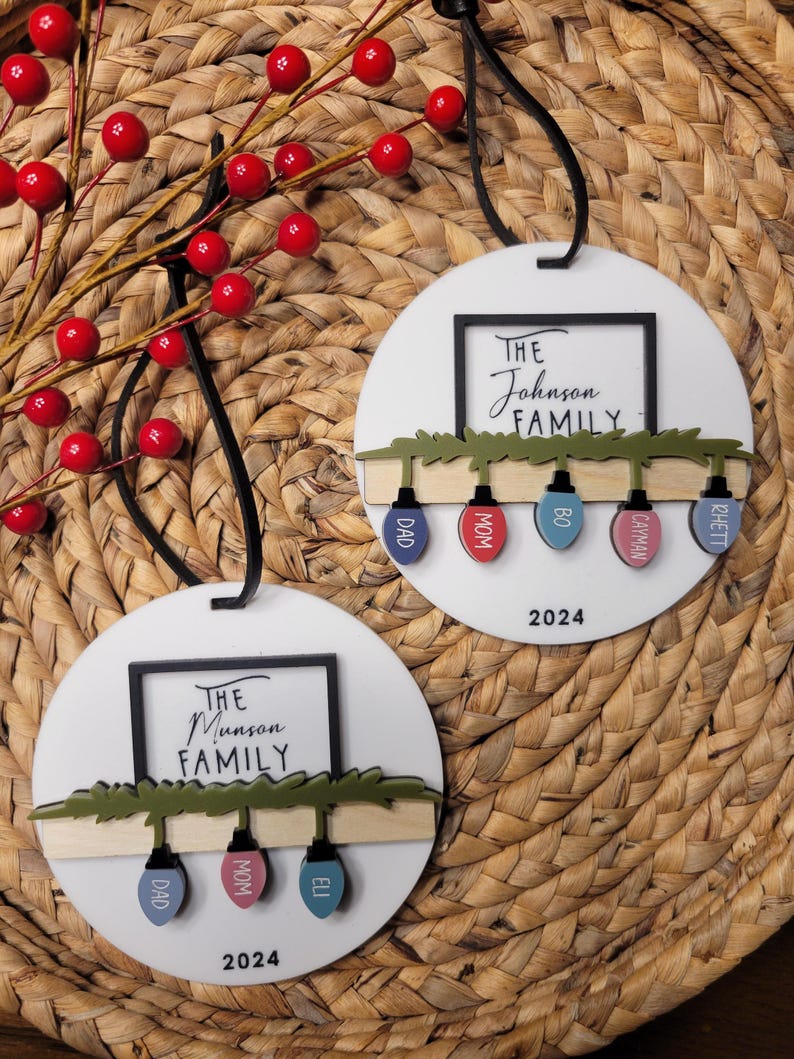 Family Mantle Ornament L Light Bulbs L Custom L Personalized L 2025 - Etsy