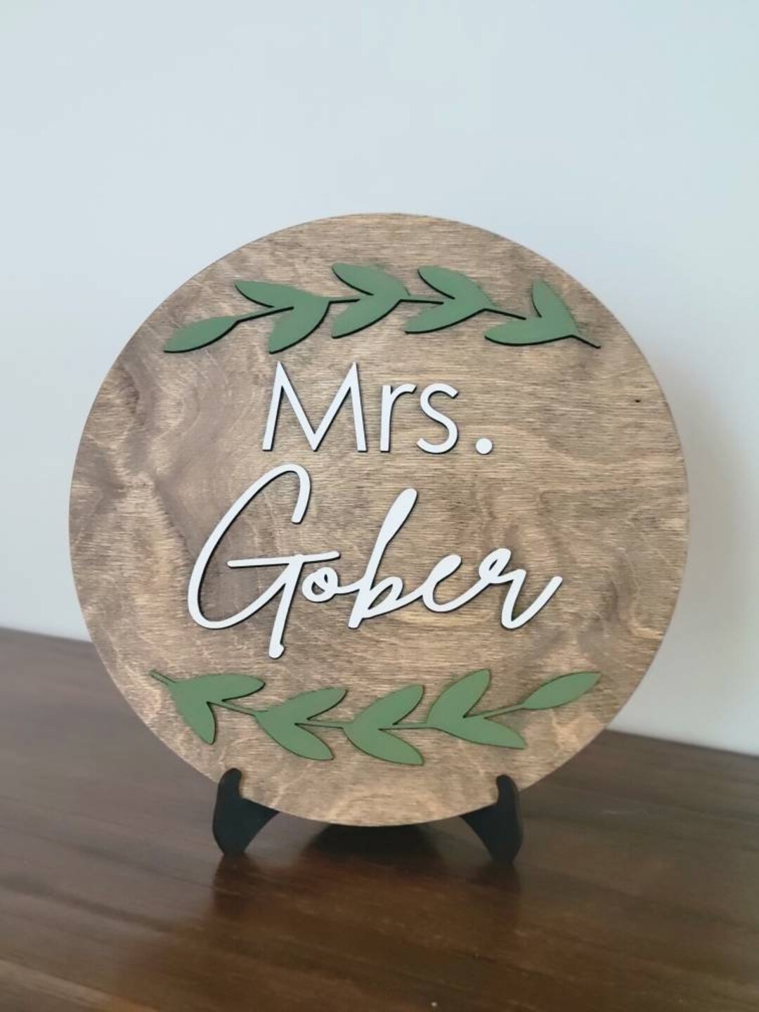 Leafy Teacher Name Sign, Door Hanger, Personalized Sign, Custom ...