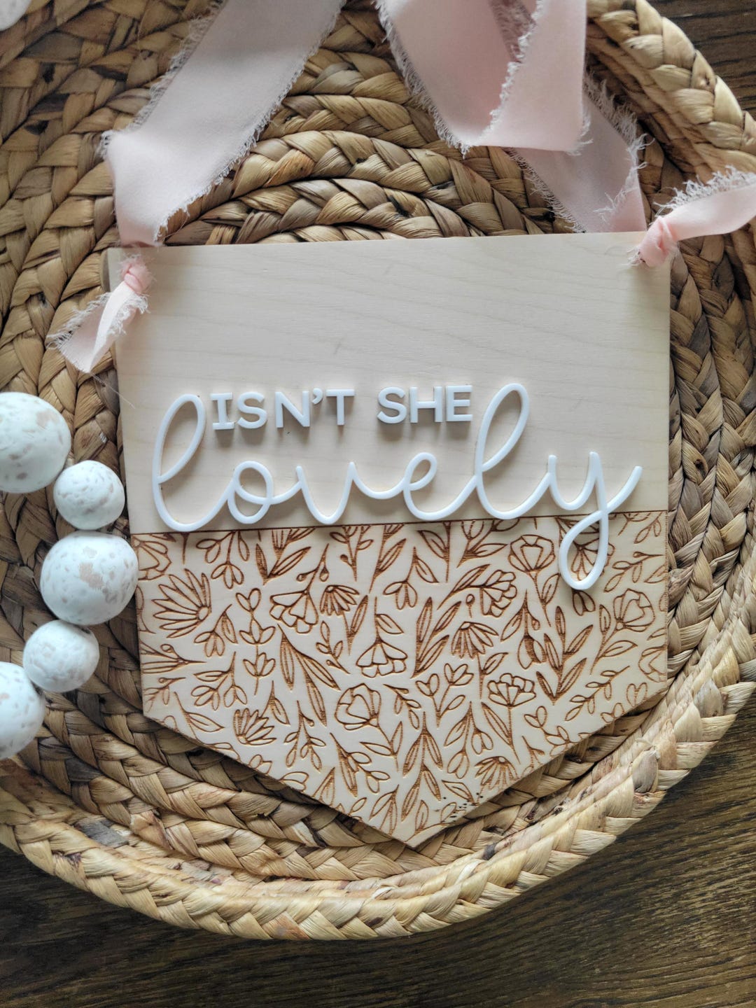 Isn't She Lovely Sign, Door Hanger, Floral Sign, Girls Nursery Decor ...