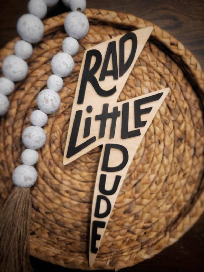 Rad Little Dude Sign Lightning Bolt Sign Boy Sign Wall - Etsy