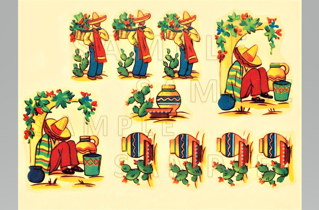 Vintage Mexican Decal Sticker Instant Digital Download - Etsy