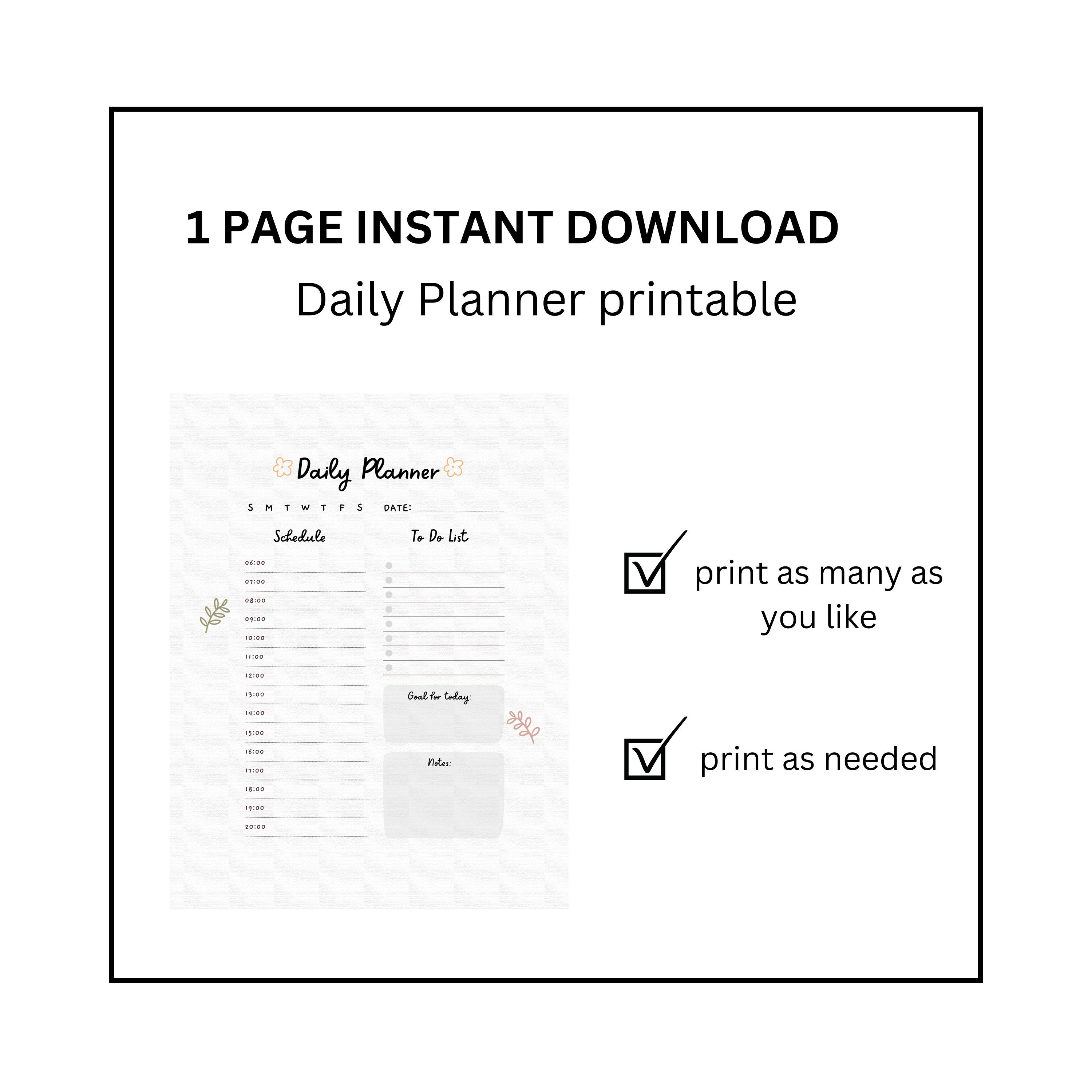 Kids Daily Planner Printable With Schedule Starting at 6am. Great for ...