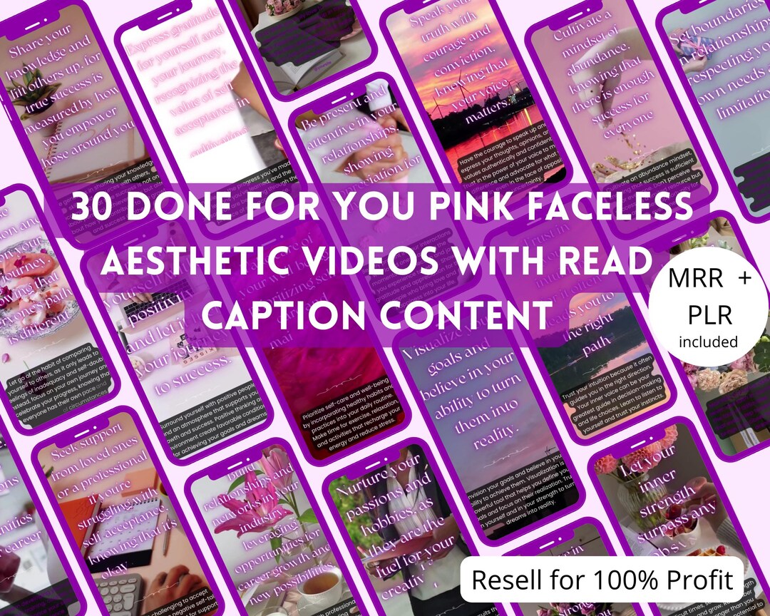30 Pink Faceless Instagram Tiktok Video Reels With Hooks Done for You ...