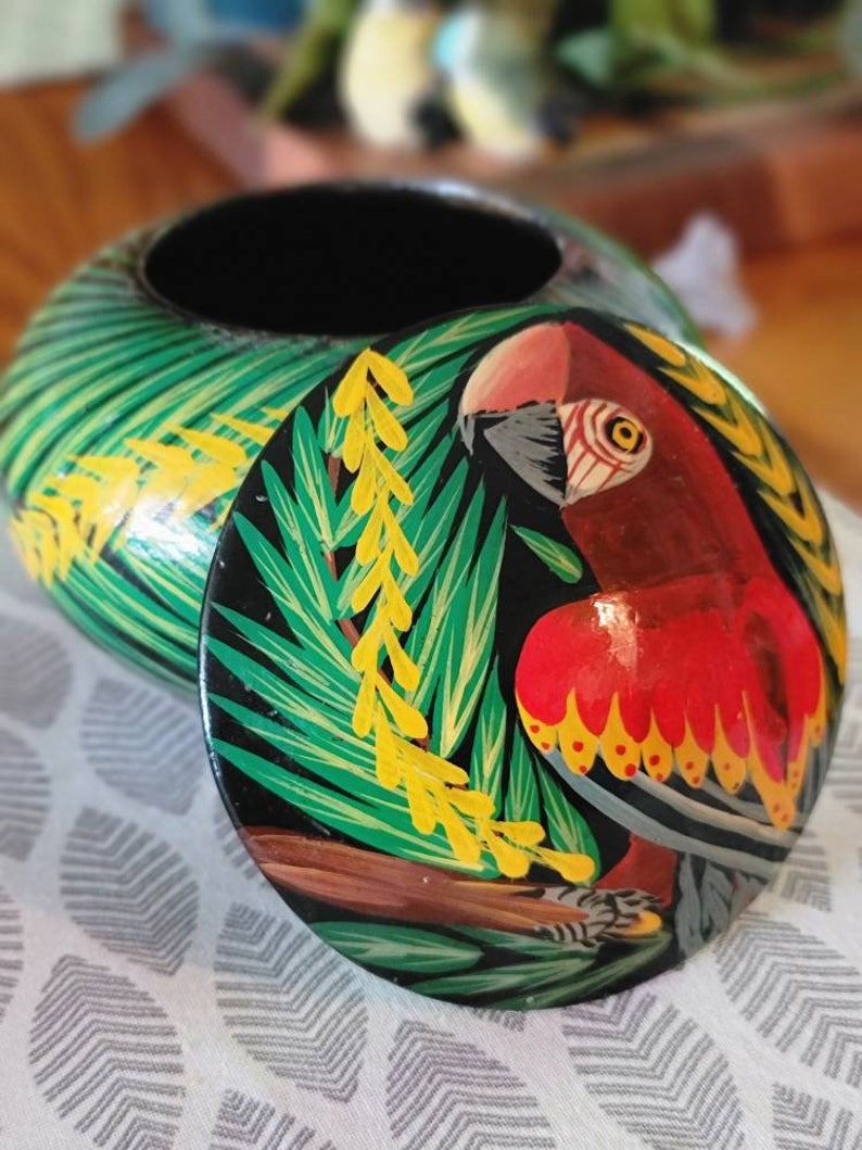Handpainted Parrot Trinket Box - Etsy