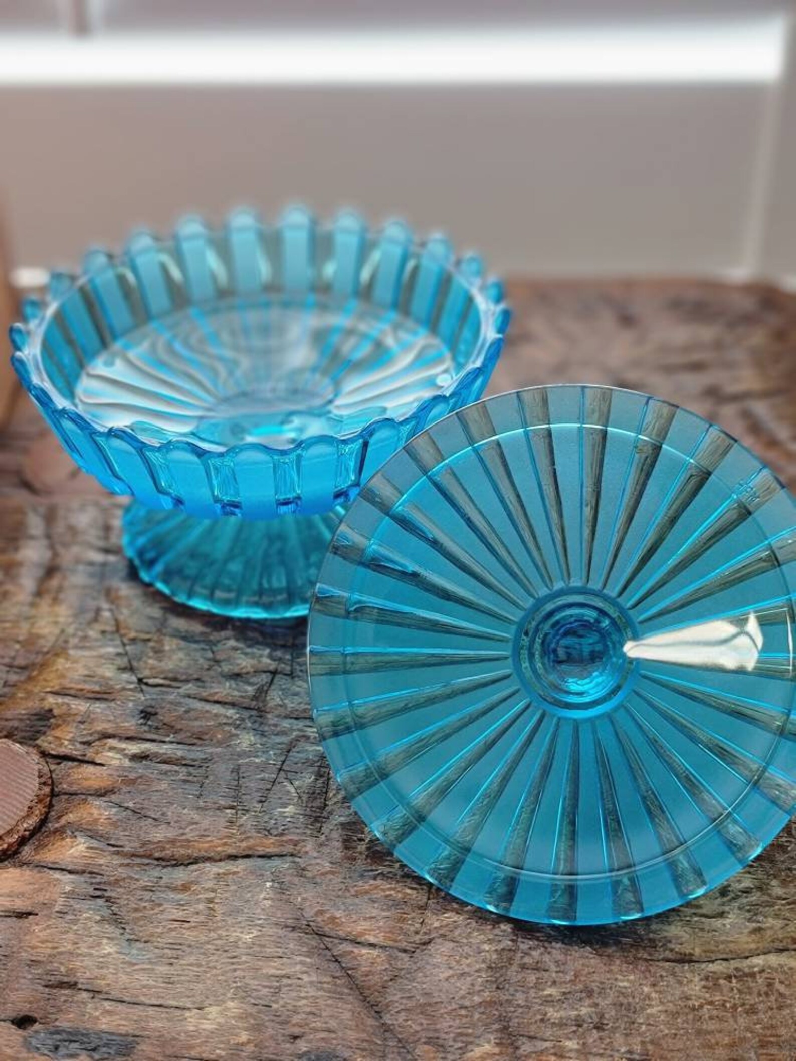 Fostoria Henry Ford Museum Footed Candy Dish in Copper Blue - Etsy