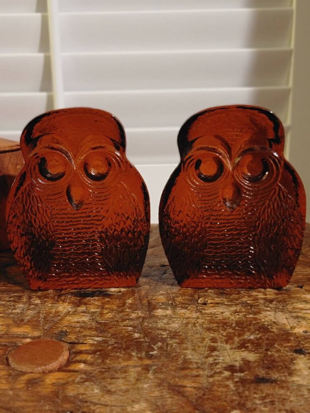 Blenko Amber Owl Bookends - Etsy