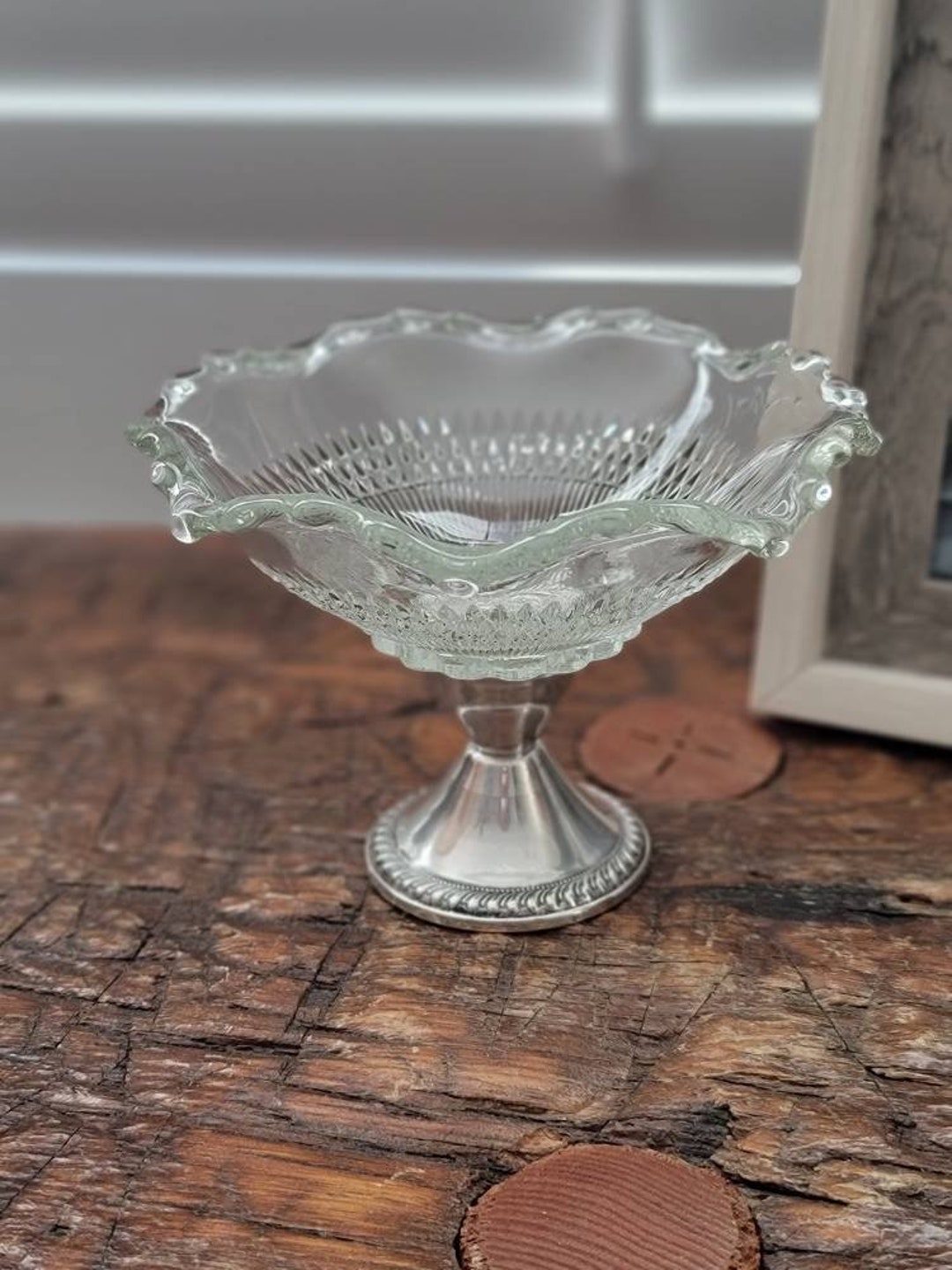 Glass Compote With Sterling Base - Etsy