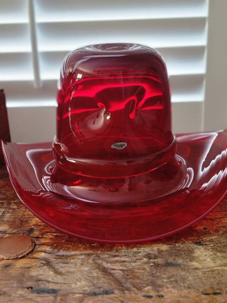 Blenko Ruby Red Cowboy Hat - Etsy