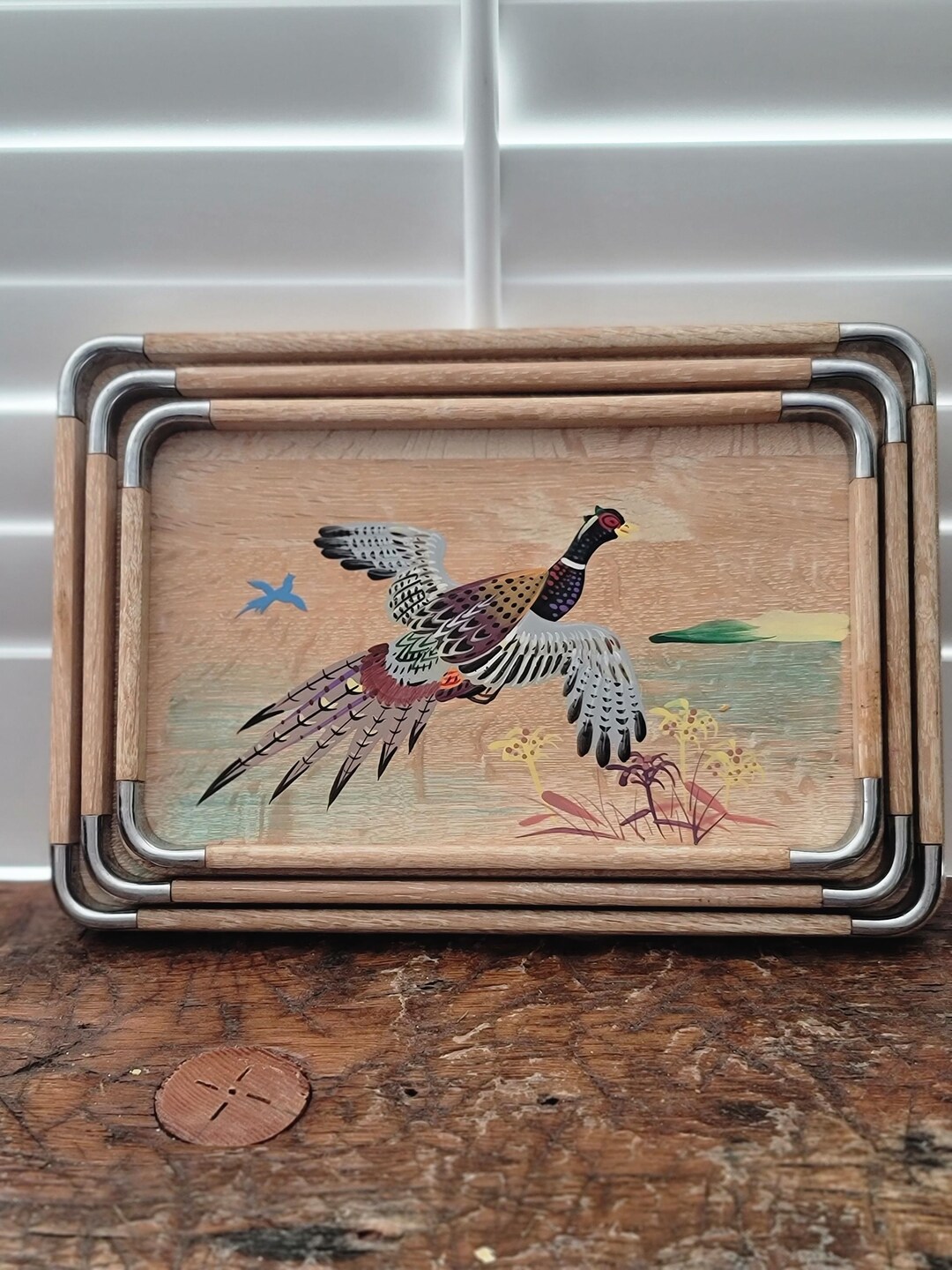 MCM Handpainted Pheasant Nesting Trays - Etsy