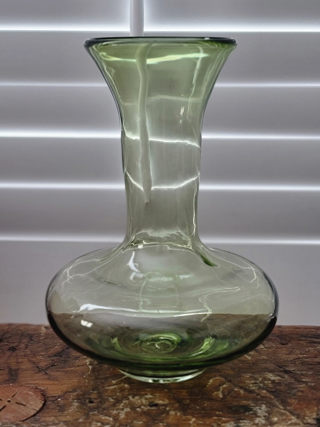 Blenko Green Bulbous Vase - Etsy