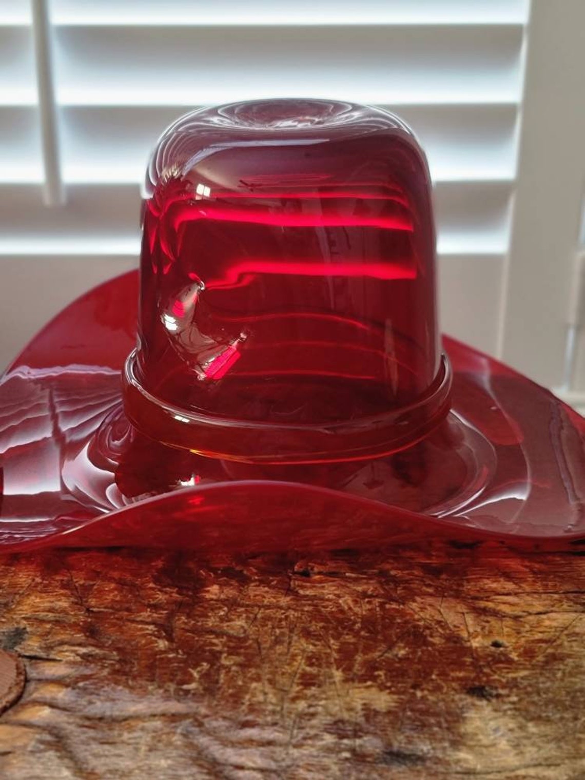 Blenko Ruby Red Cowboy Hat - Etsy
