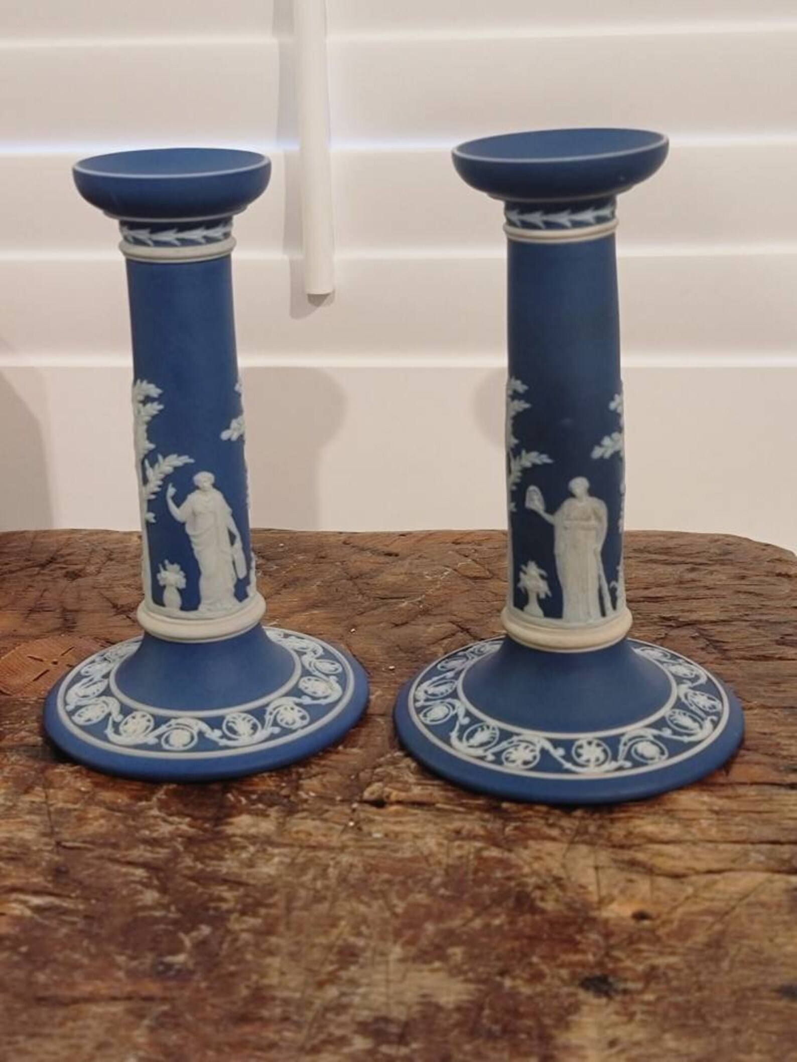 Dark Blue Jasperware Classic Candlesticks - Etsy