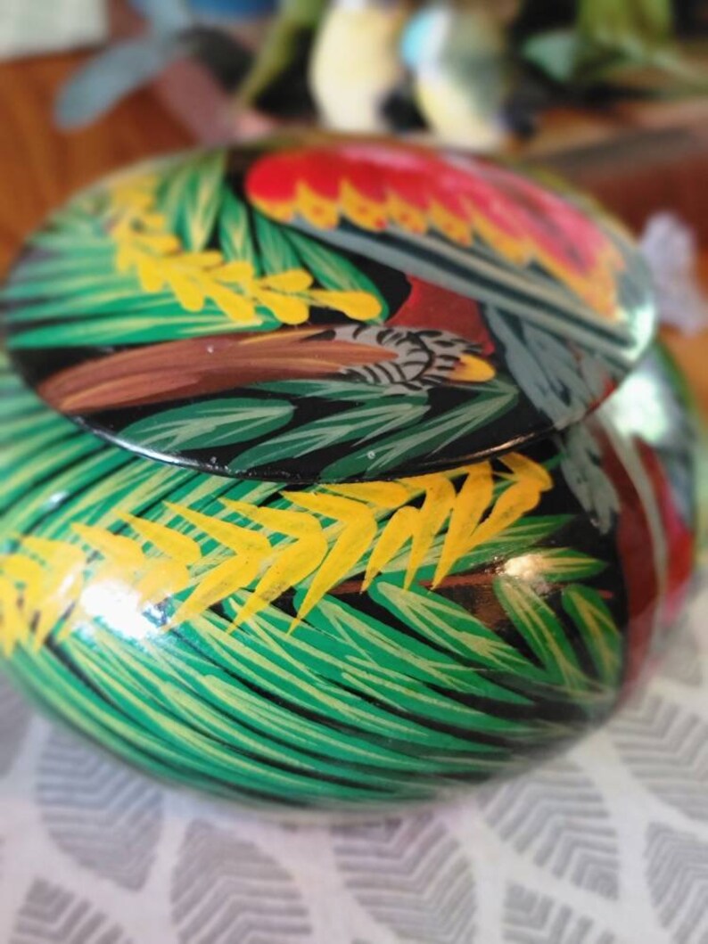 Handpainted Parrot Trinket Box - Etsy