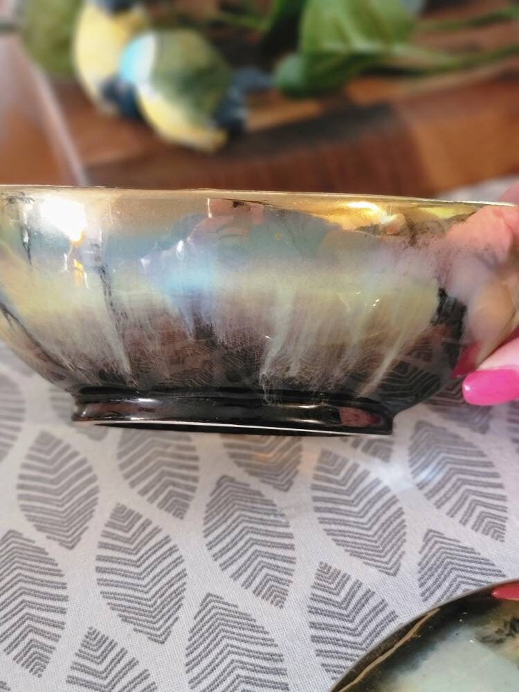 German Lusterware Pottery Trinket Dish - Etsy