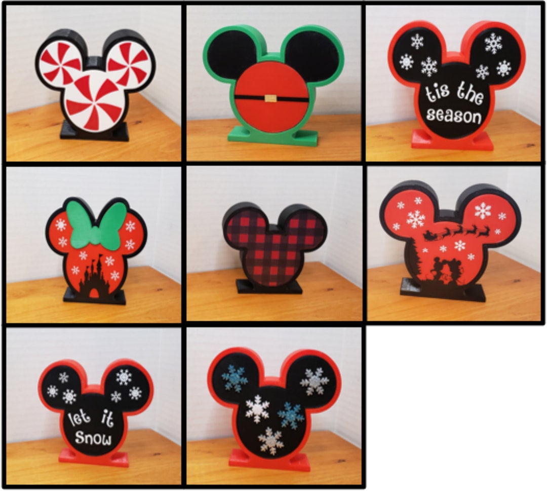 Mickey & Minnie Mouse Christmas Shelf Decoration; Mickey Christmas ...