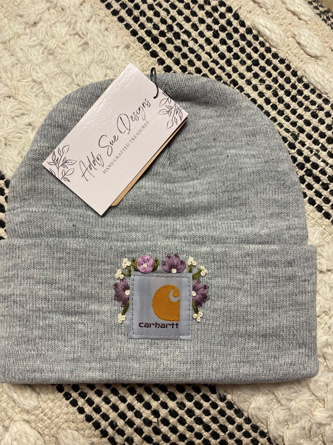 Custom Adult Floral Embroidered Beanie - Etsy