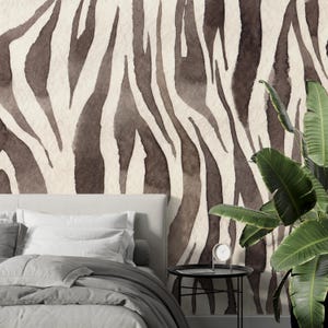 Watercolor Abstract Zebra Print Removable Mural Wallpaper - Modern Peel ...
