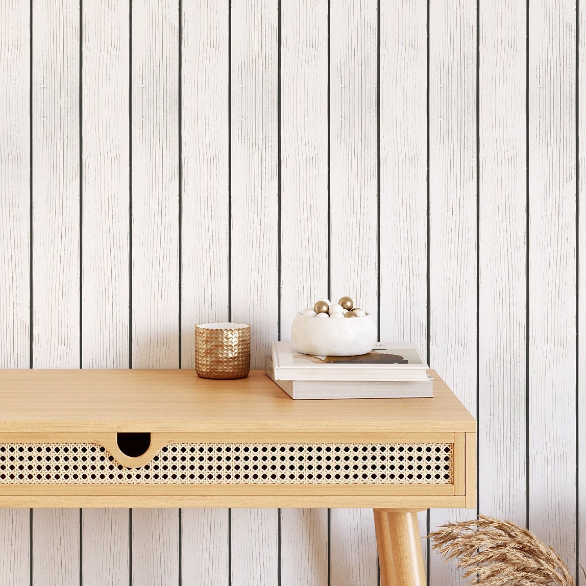 Wooden Realistic Neutral Shiplap Self Adhesive Wallpaper - Horizontal ...