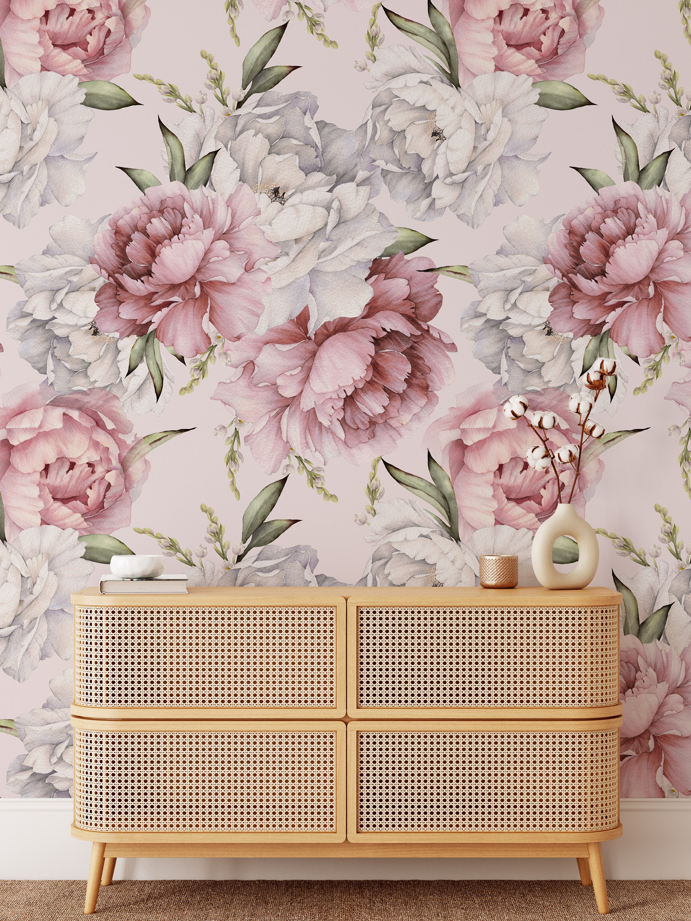 Removable Wallpaper Floral Peel and Stick Wallpaper Giant - Etsy