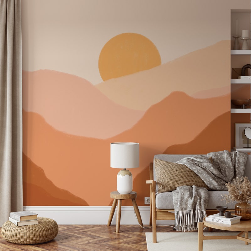 Orange Wallpaper.mural - Etsy