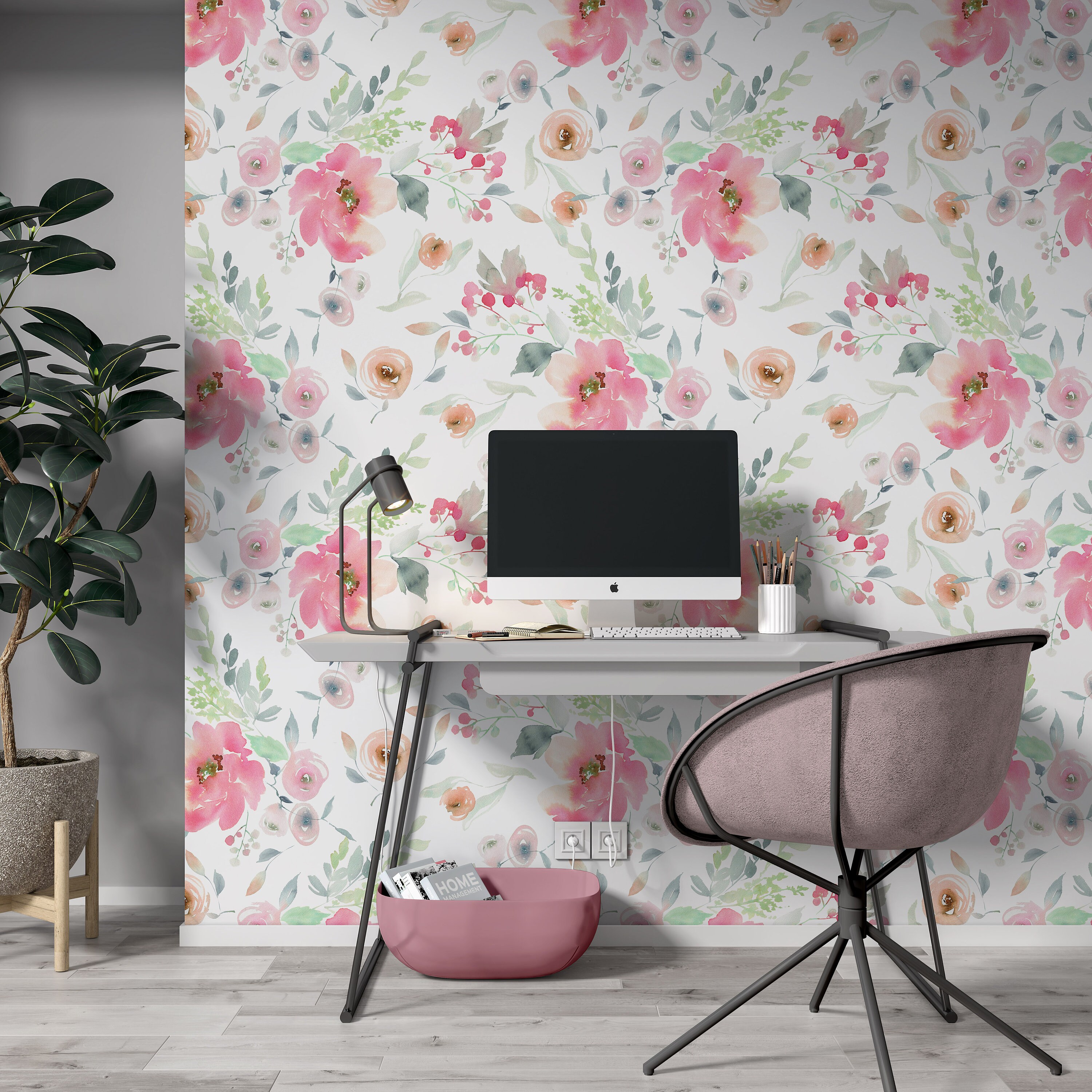 Wallpaper Mural Botanical Wallpaper Large Scale Mural Floral Wallpaper ...