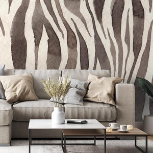 Watercolor Abstract Zebra Print Removable Mural Wallpaper - Modern Peel ...