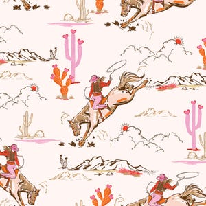 Cute Texas Cowgirl Peel and Stick Wallpaper - Light Pink Western Motif ...