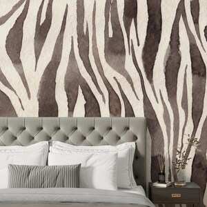 Watercolor Abstract Zebra Print Removable Mural Wallpaper - Modern Peel ...