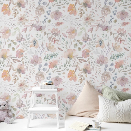 Removable Wallpaper Floral Peel and Stick Wallpaper Wall Mural - Etsy