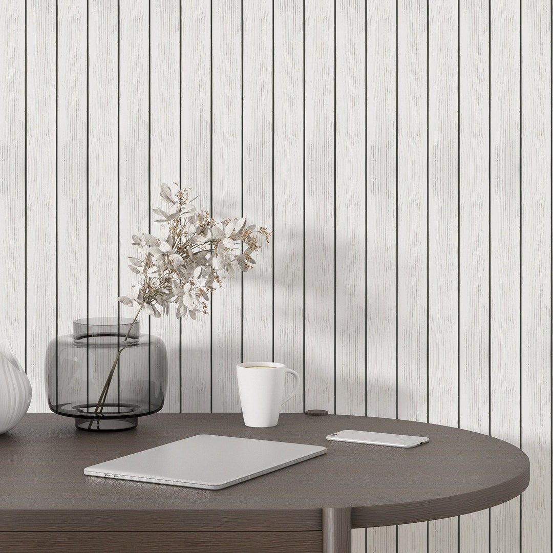 Wooden Realistic Neutral Shiplap Self Adhesive Wallpaper - Horizontal ...