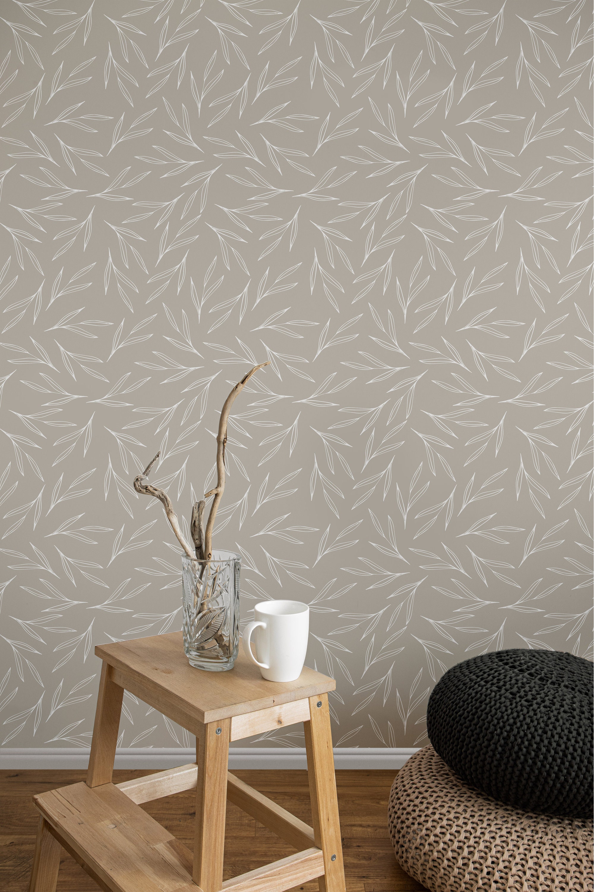 Botanical Wallpaper Neutral Wallpaper Removable Wallpaper | Etsy