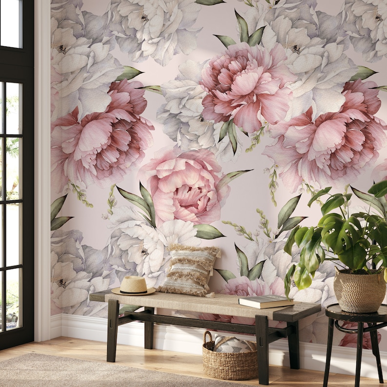 Removable Wallpaper Floral Peel and Stick Wallpaper Giant Watercolor ...