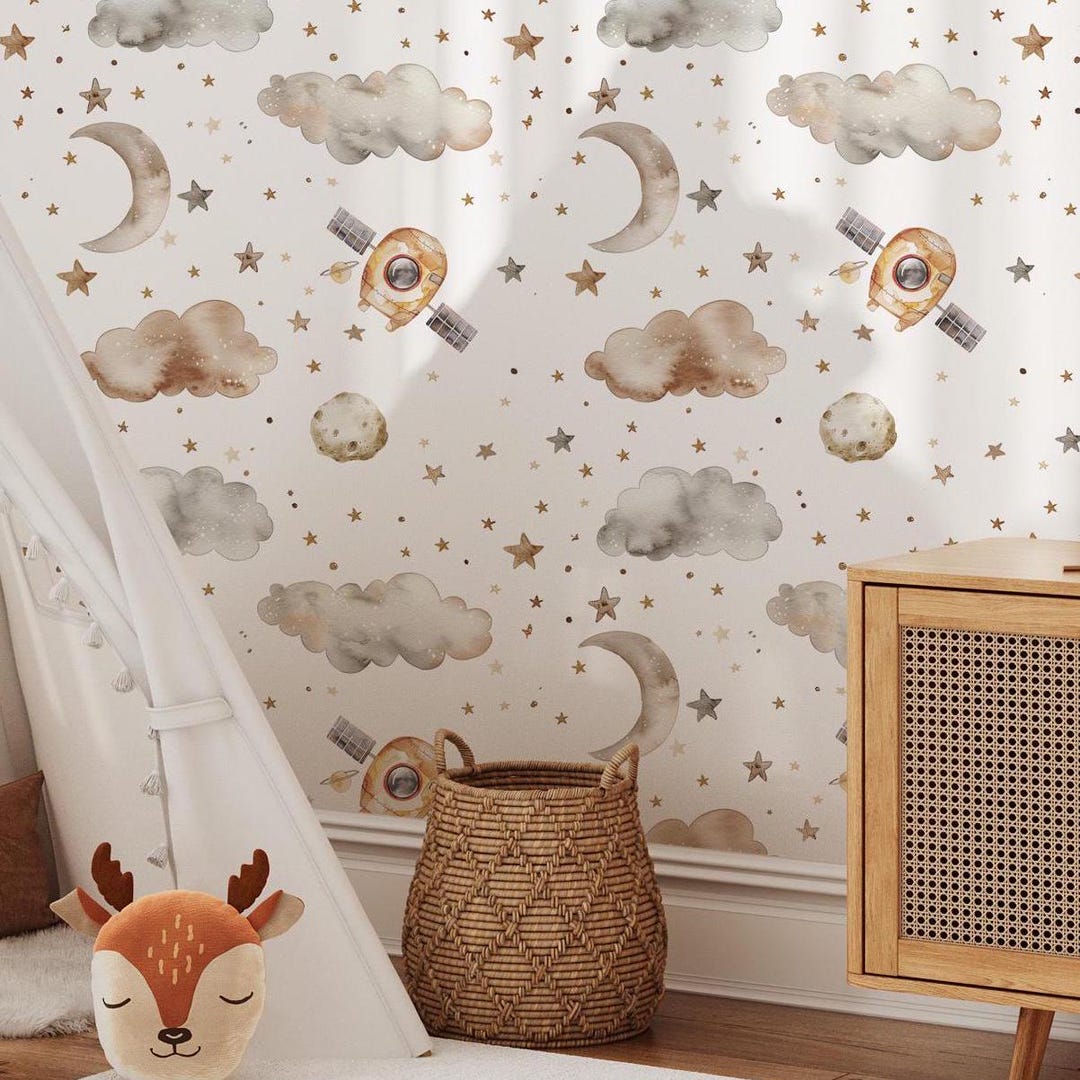 Celestial Stellar Wallpaper Vinyl Peel and Stick - Whimsical Space ...