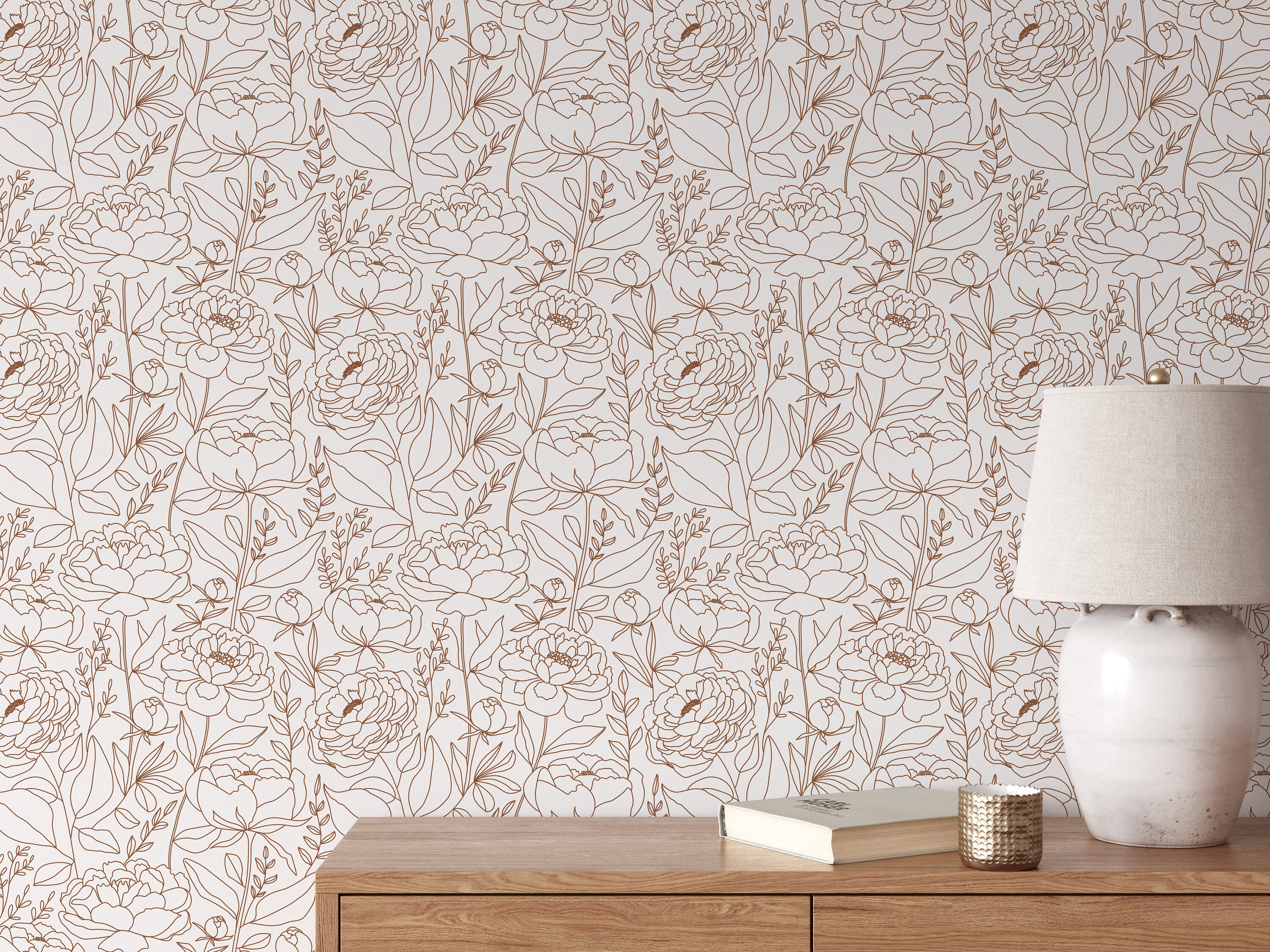 Botanical Wallpaper Neutral Wallpaper Removable Wallpaper Wall - Etsy