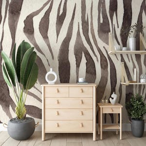 Watercolor Abstract Zebra Print Removable Mural Wallpaper - Modern Peel ...