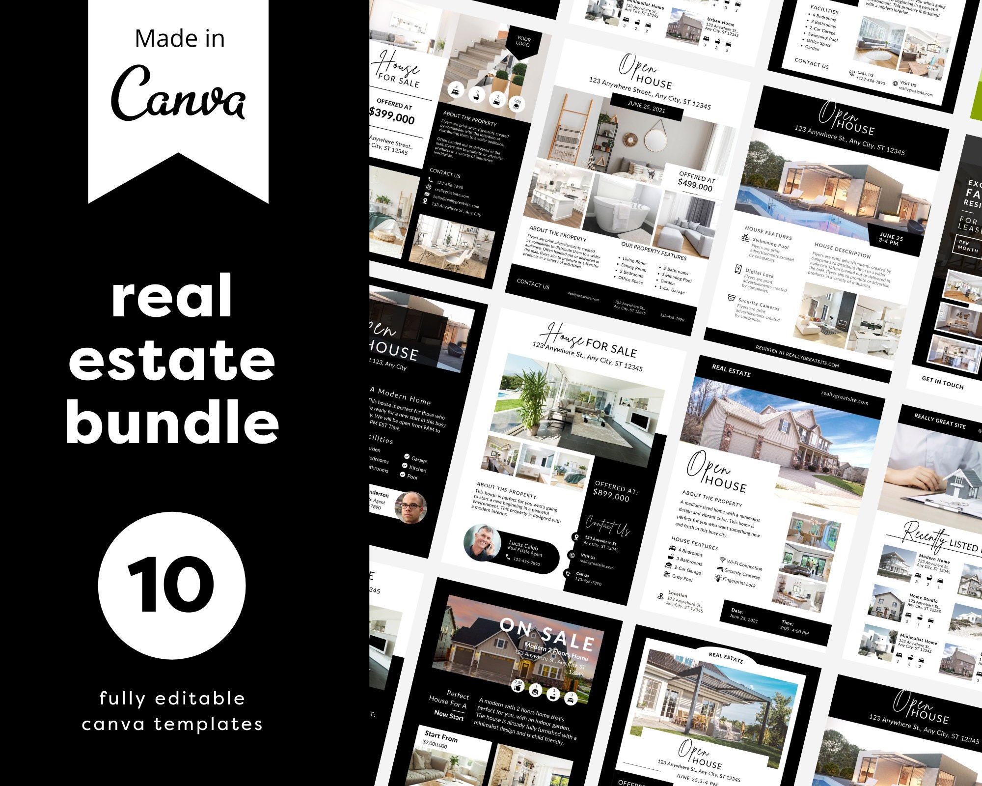 Real Estate Canva Template Bundle Flyer Pack Open House | Etsy