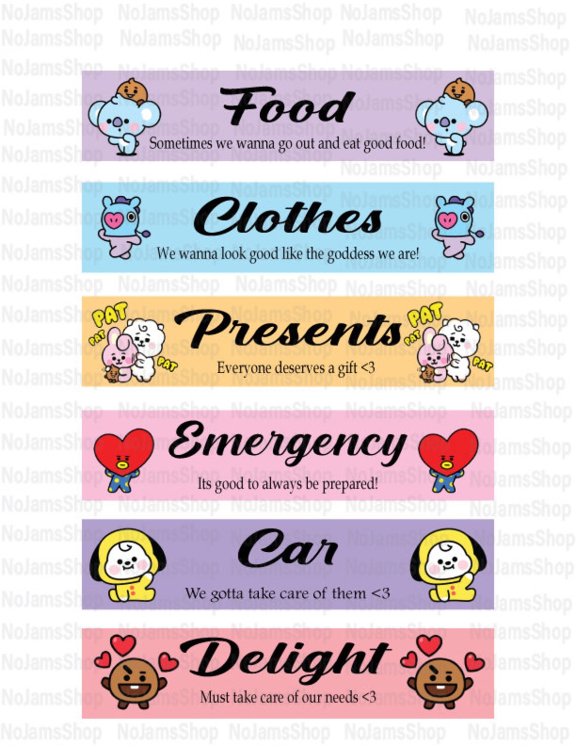 BT21 Theme Printable Labels - Etsy Canada