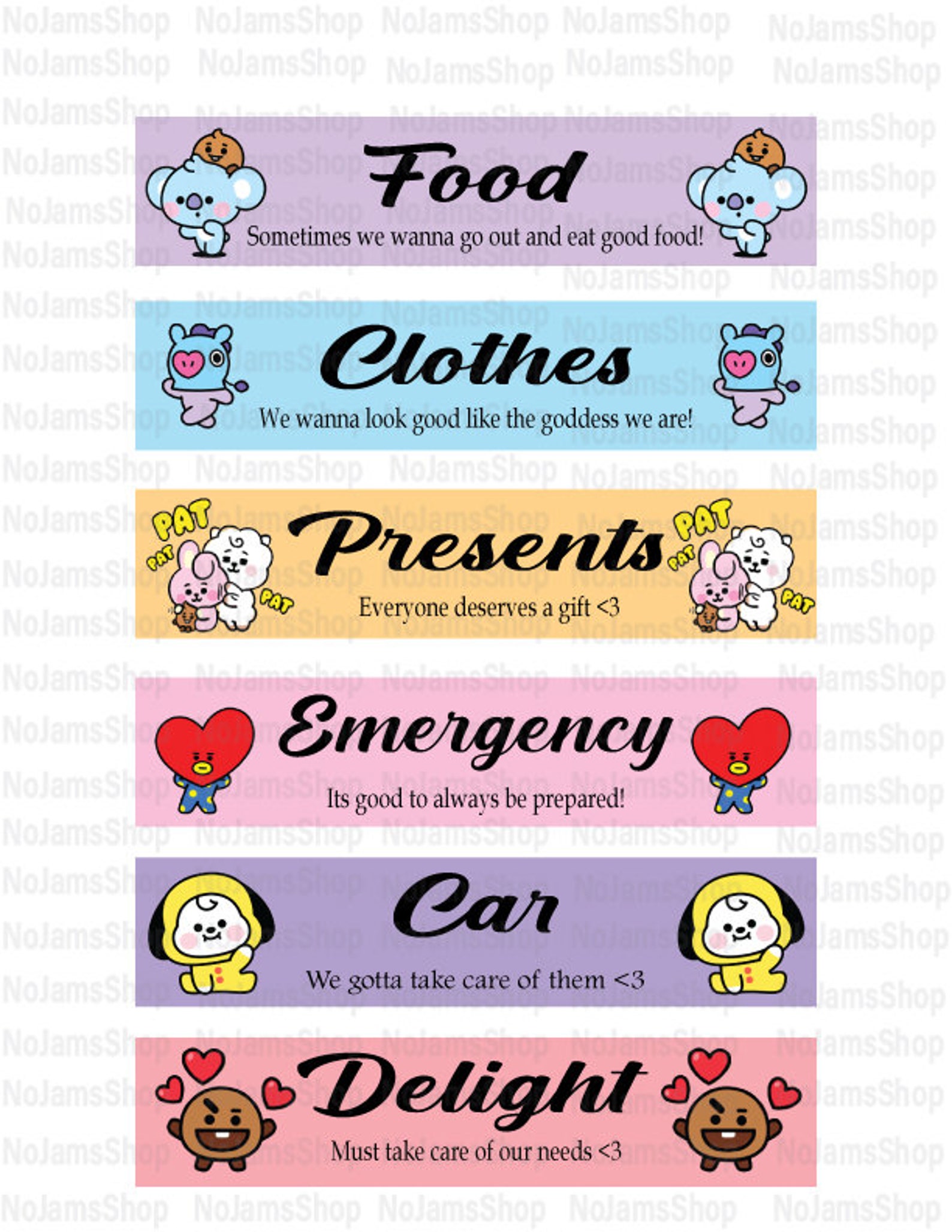 BT21 Theme Printable Labels - Etsy