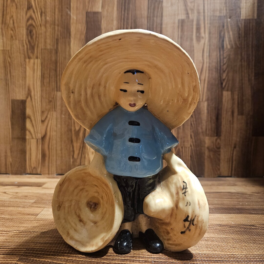 Stewart B Mcculloch California Pottery Asian Statue 1950's Hat Peddler ...