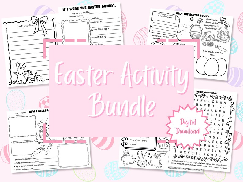 Easter Printable Activity Bundle | 15 Kids Worksheets | Word Search ...
