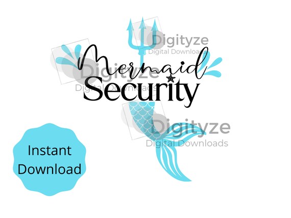 Mermaid Security With Triton Pitchfork and Mermaid Tail PNG | Etsy