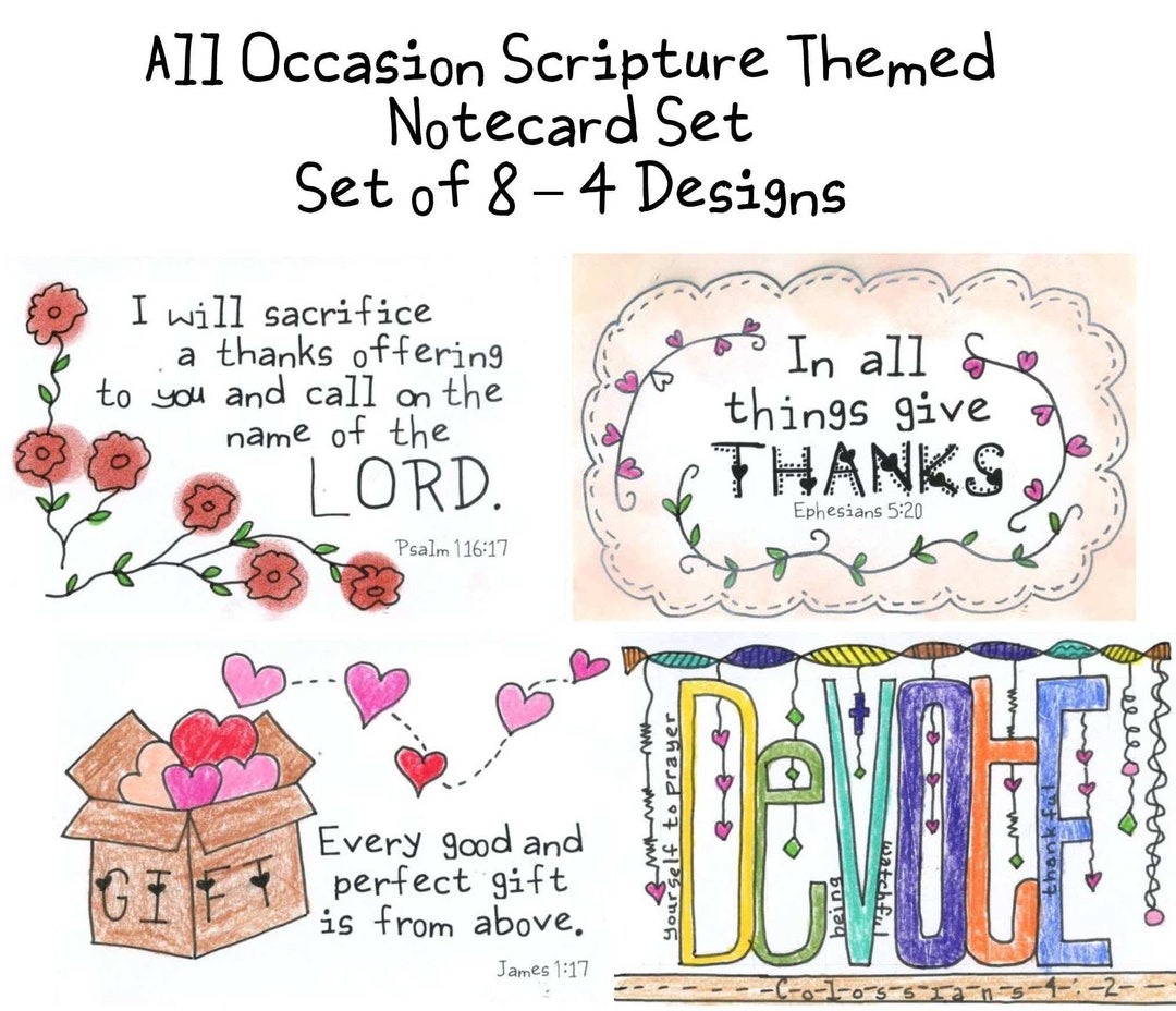 All Occasion Scripture Themed Note Cards, Set of 8, Blank Cards With ...