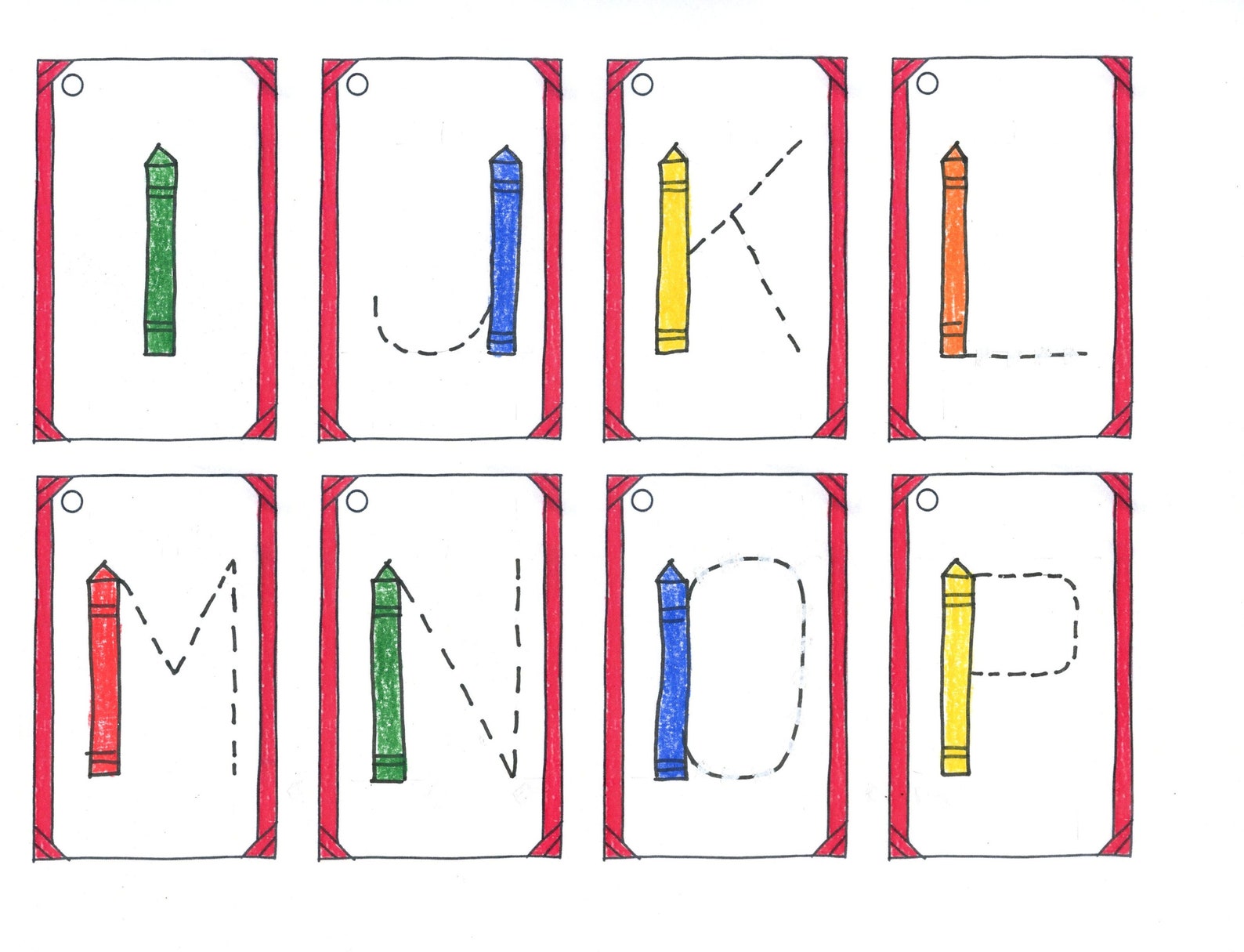 Alphabet Flashcards, Crayon Themed, Laminated , 4 Bonus Shape ...